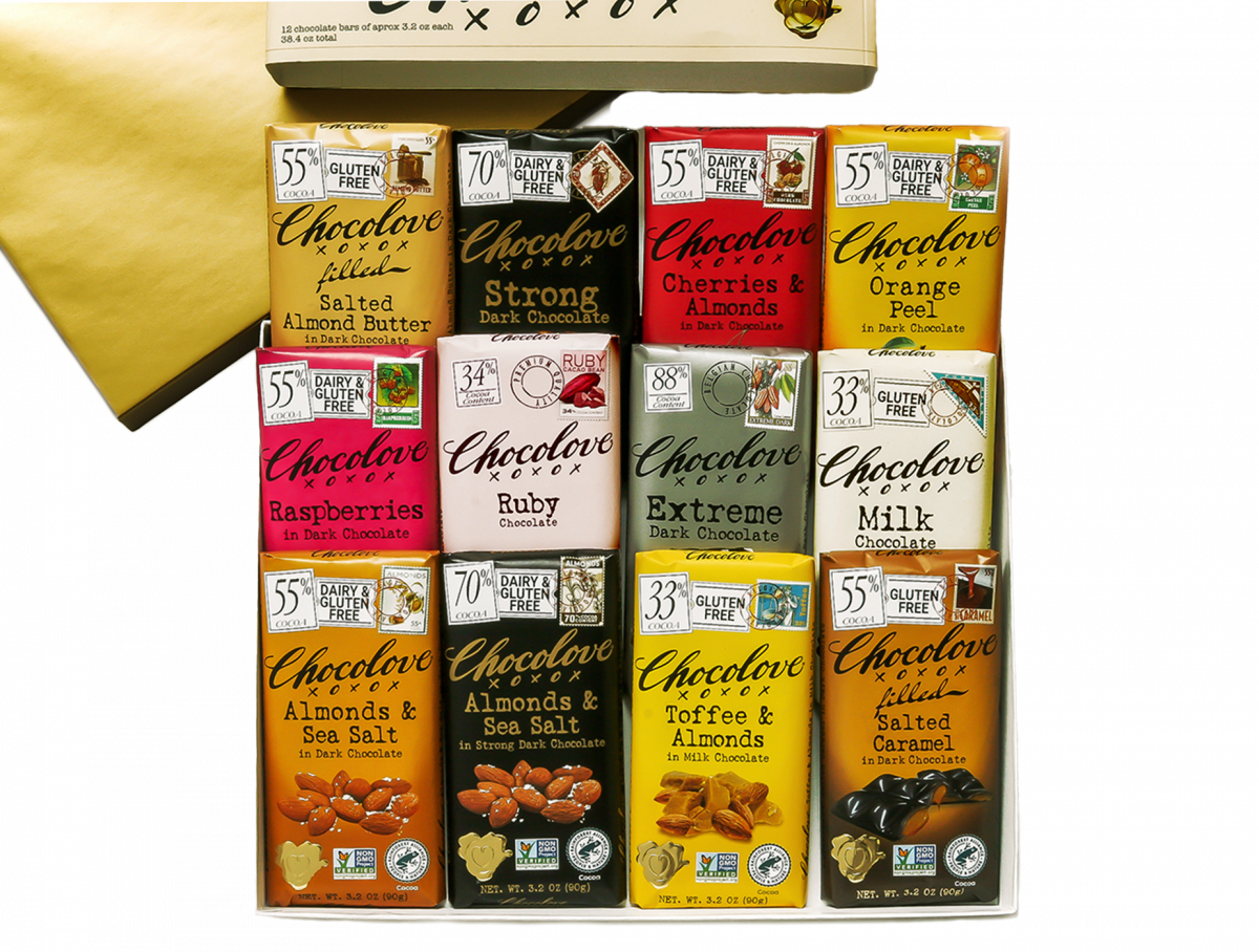 12-Bar Assortment Pack - Chocolove - Premium Chocolate