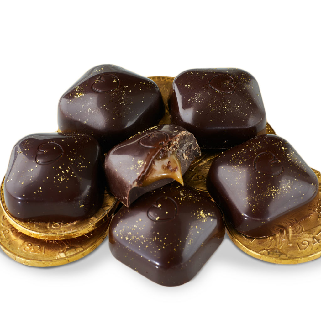 Gold Dusted Caramel Filled Dark Chocolates Gift Box - Chocolove ...
