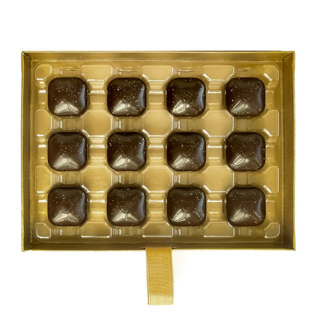 Gold Dusted Caramel Filled Dark Chocolates Gift Box - Chocolove ...