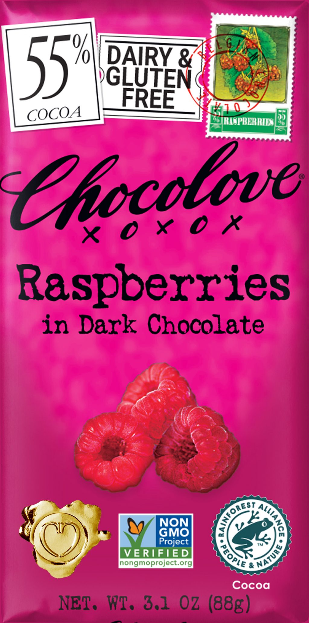 Raspberries in Dark Chocolate - Chocolove - Premium Chocolate
